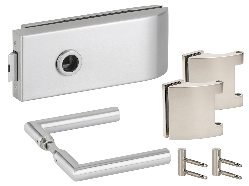 21790 HERMAT Ganzglastürschloss-Set BARI 6141/6306/1802/HZ, Edelstahl ...