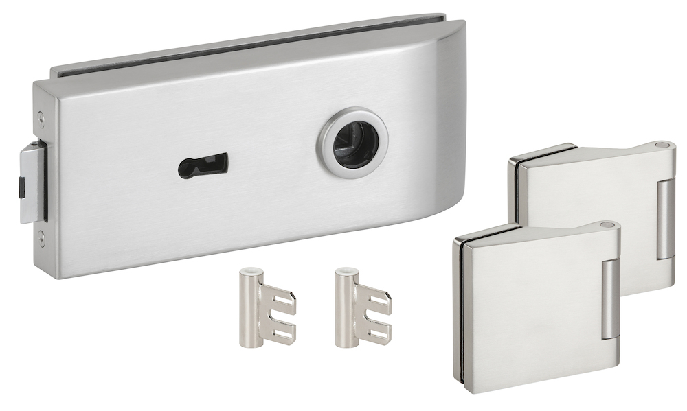 27434 HERMAT Ganzglastürschloss-Set BARI 6142/6325/SZ, Edelstahl ...