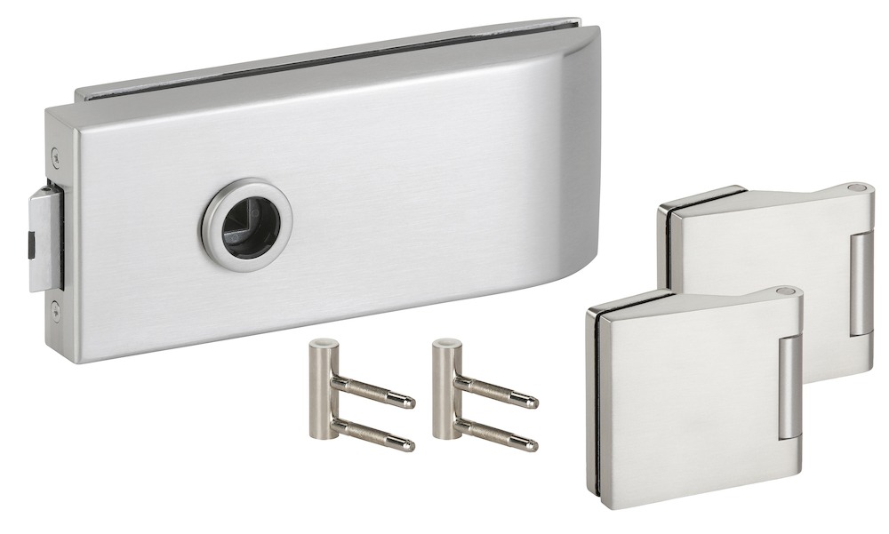 15363 HERMAT Ganzglastürschloss-Set BARI 6141/6325/HZ, Edelstahl ...