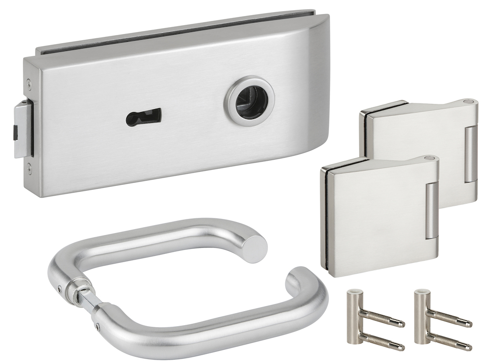 32952 HERMAT Ganzglastürschloss-Set BARI 6142/6325/1801/HZ, Edelstahl ...