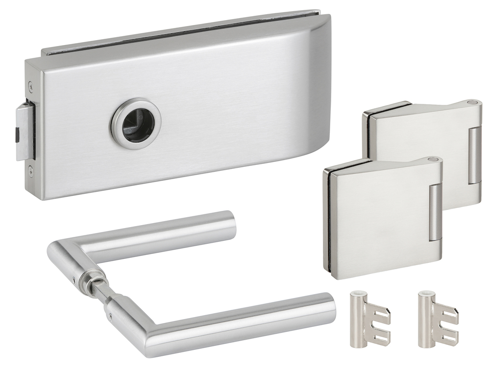 20277 HERMAT Ganzglastürschloss-Set BARI 6141/6325/1802/SZ, Edelstahl ...