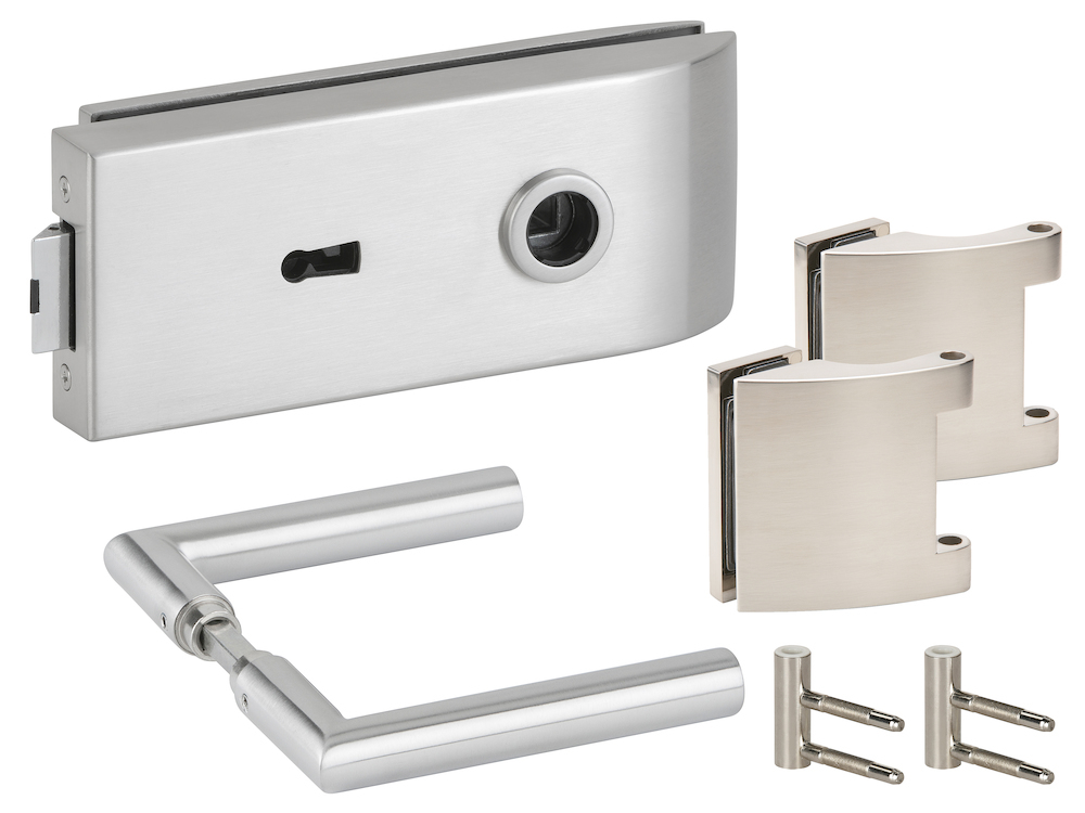 21791 HERMAT Ganzglastürschloss-Set BARI 6142/6306/1802/HZ, Edelstahl ...