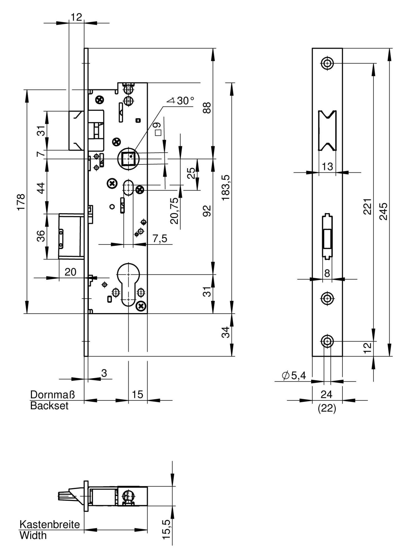 6667.000007 WILKA 6667 Anti-Panik-Einsteckschloss für einflügelige ...